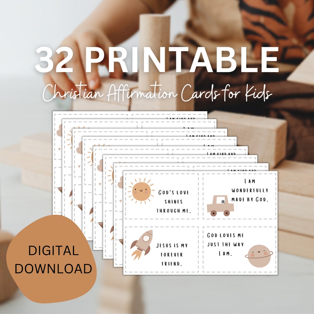 32 Printable Encouraging Christian Affirmation Cards for Kids, Daily ...