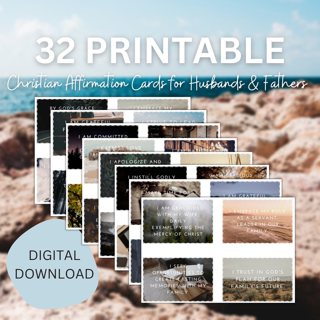Printable Christian Affirmation Cards for Husbands & Fathers, Digital ...