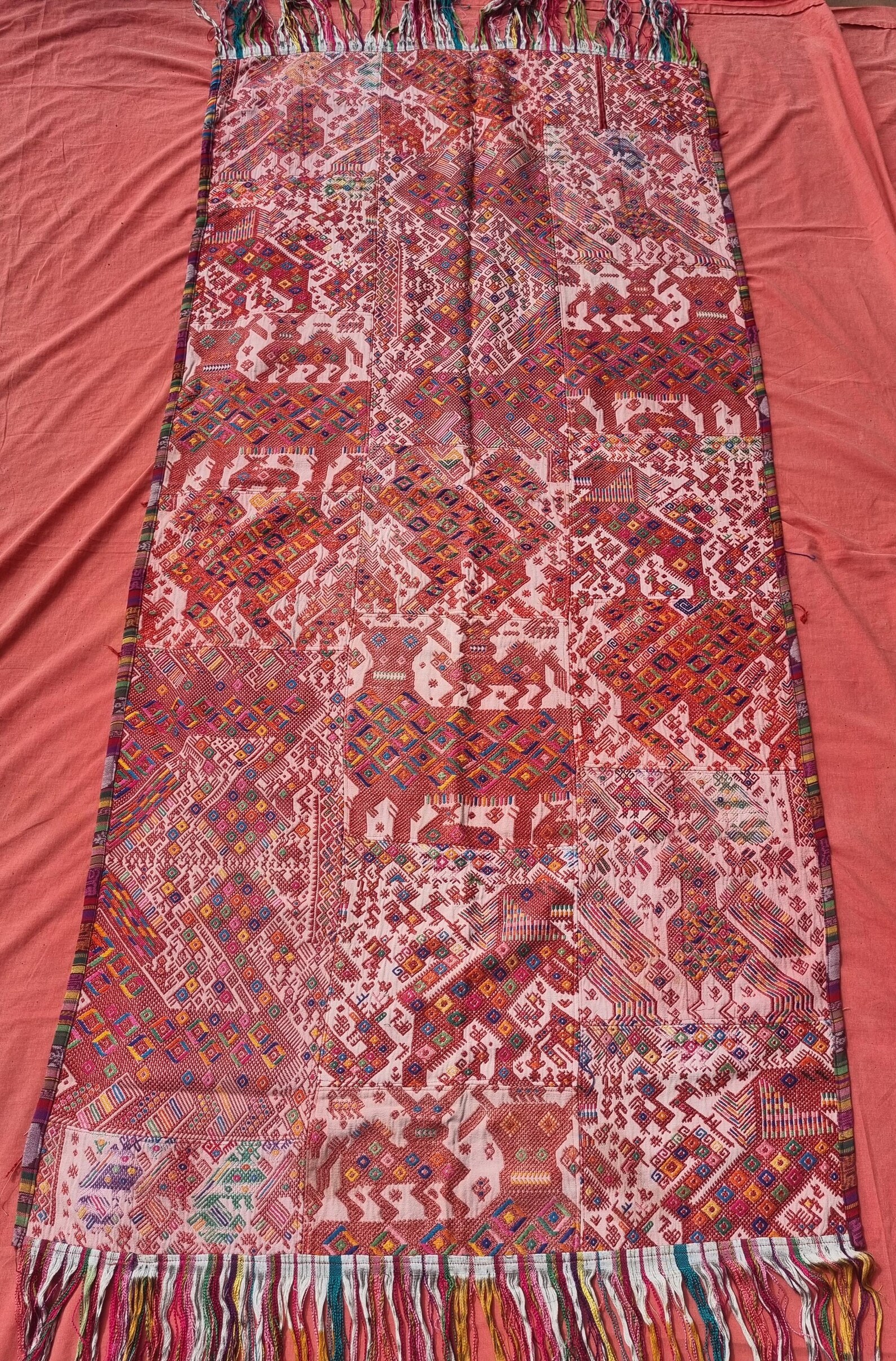 Nauhalá Region, Guatemala Red Hand Embroidered Tapestry, Wall Hanging ...