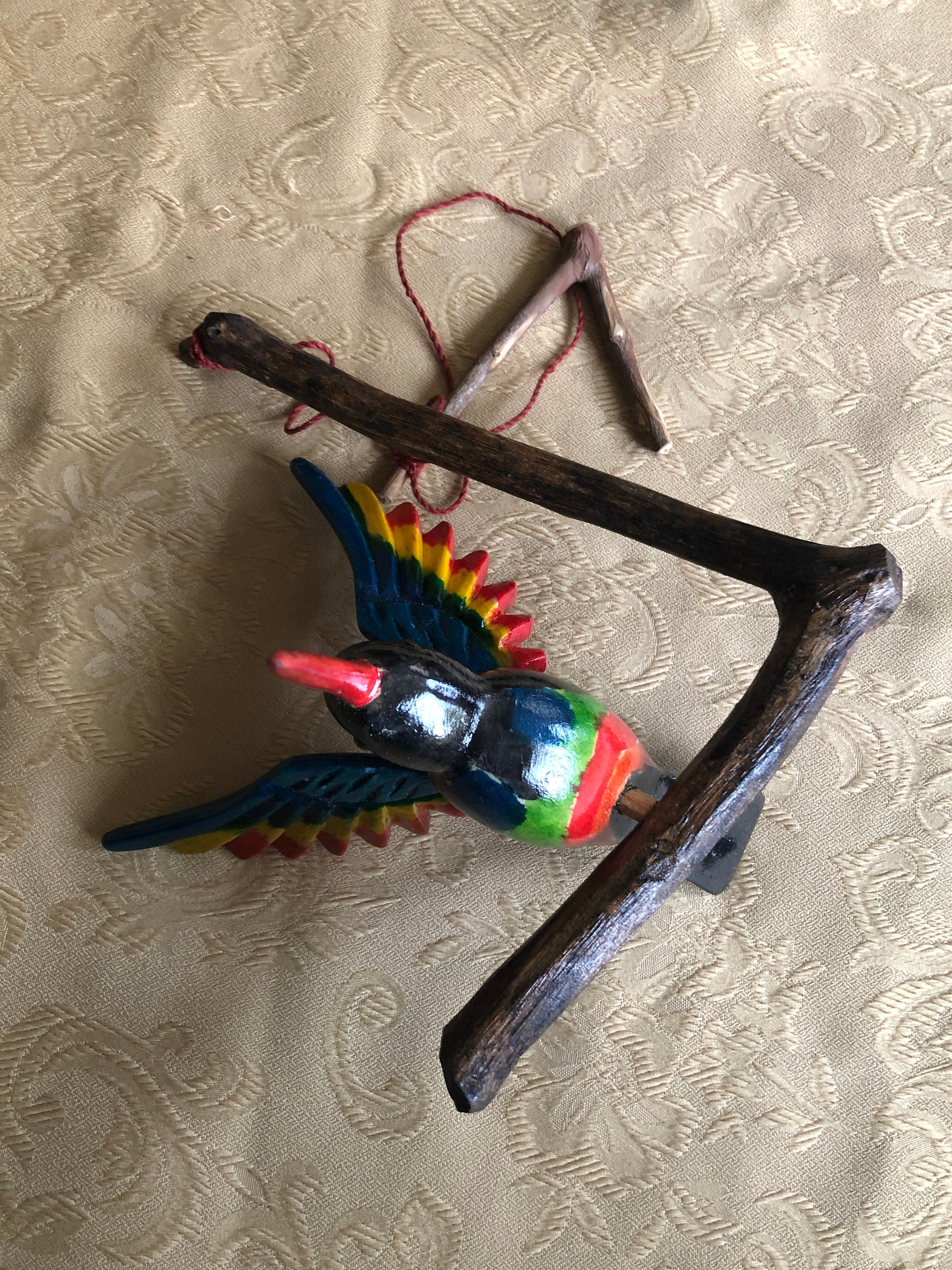 Hanging Wooden Hummingbird on Branch Hand Carved, Hand Painted - Etsy