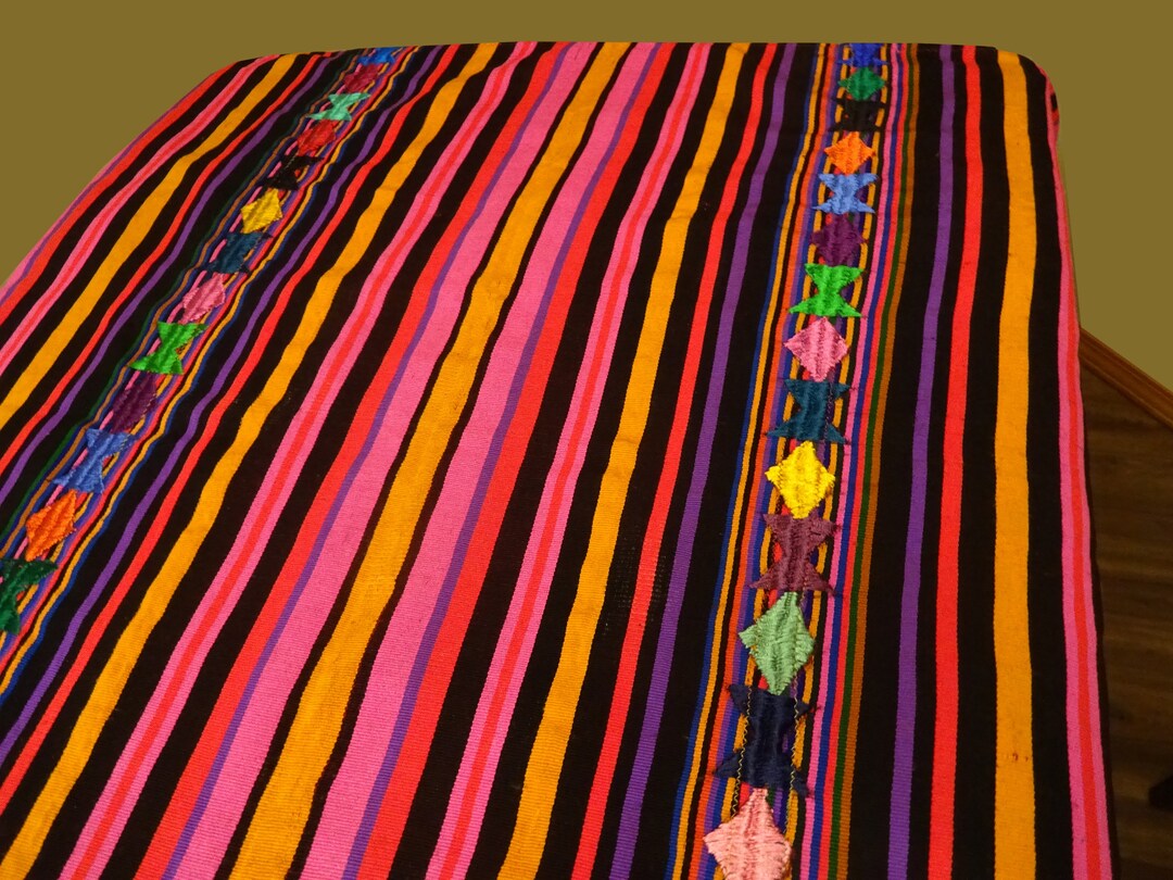LARGE Handwoven, Hand Embroidered Colorful Tablecloth From Guatemala ...