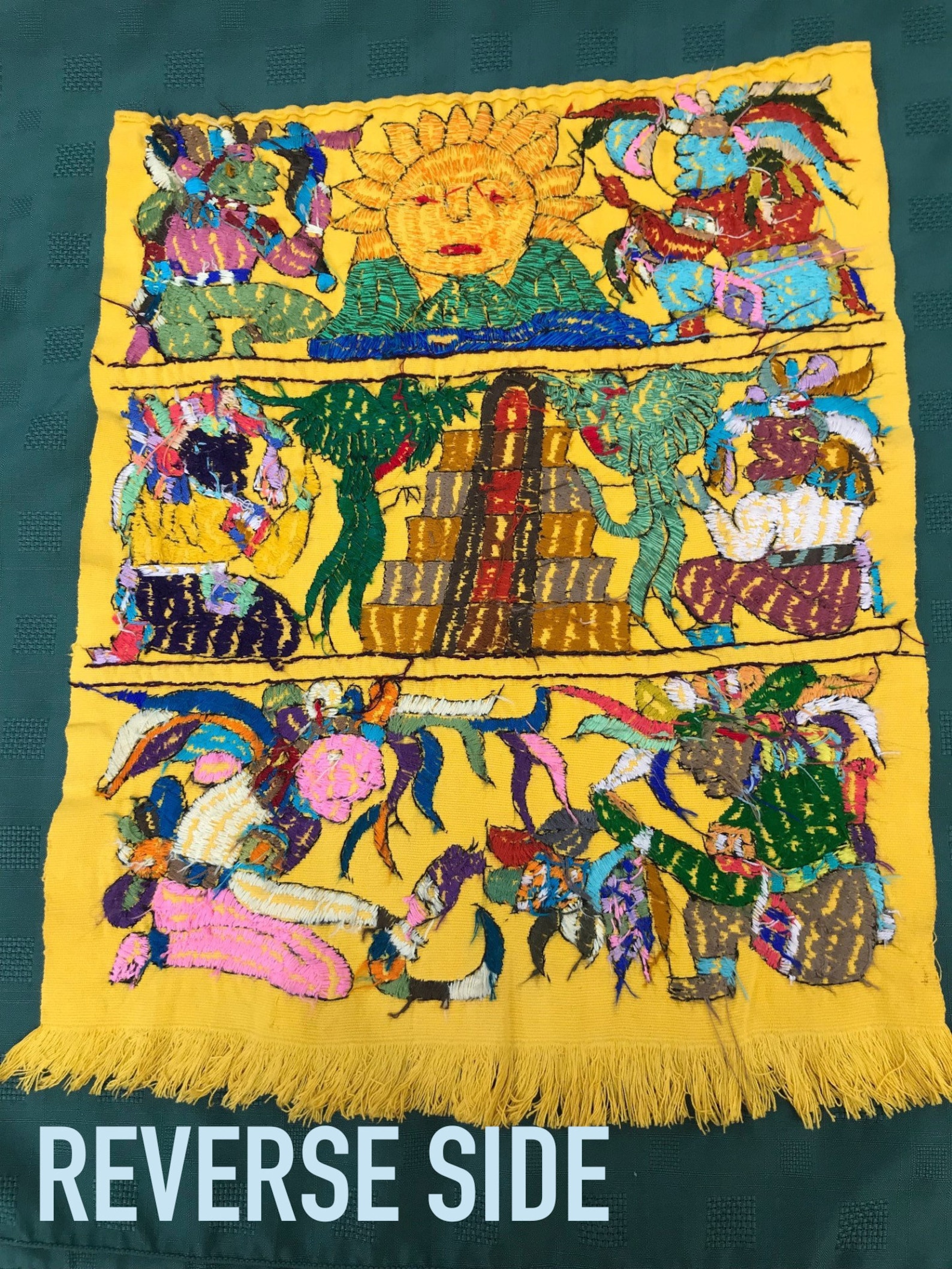 Mayan Pyramid With Sun and Quetzals Embroidered Piece - Etsy