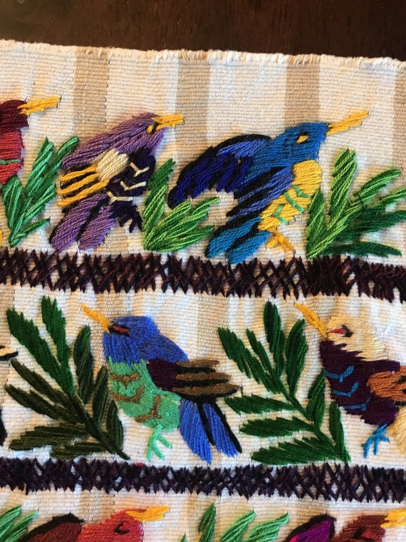 Quilt Panel or Centerpiece Hand Embroidered Birds on White | Etsy