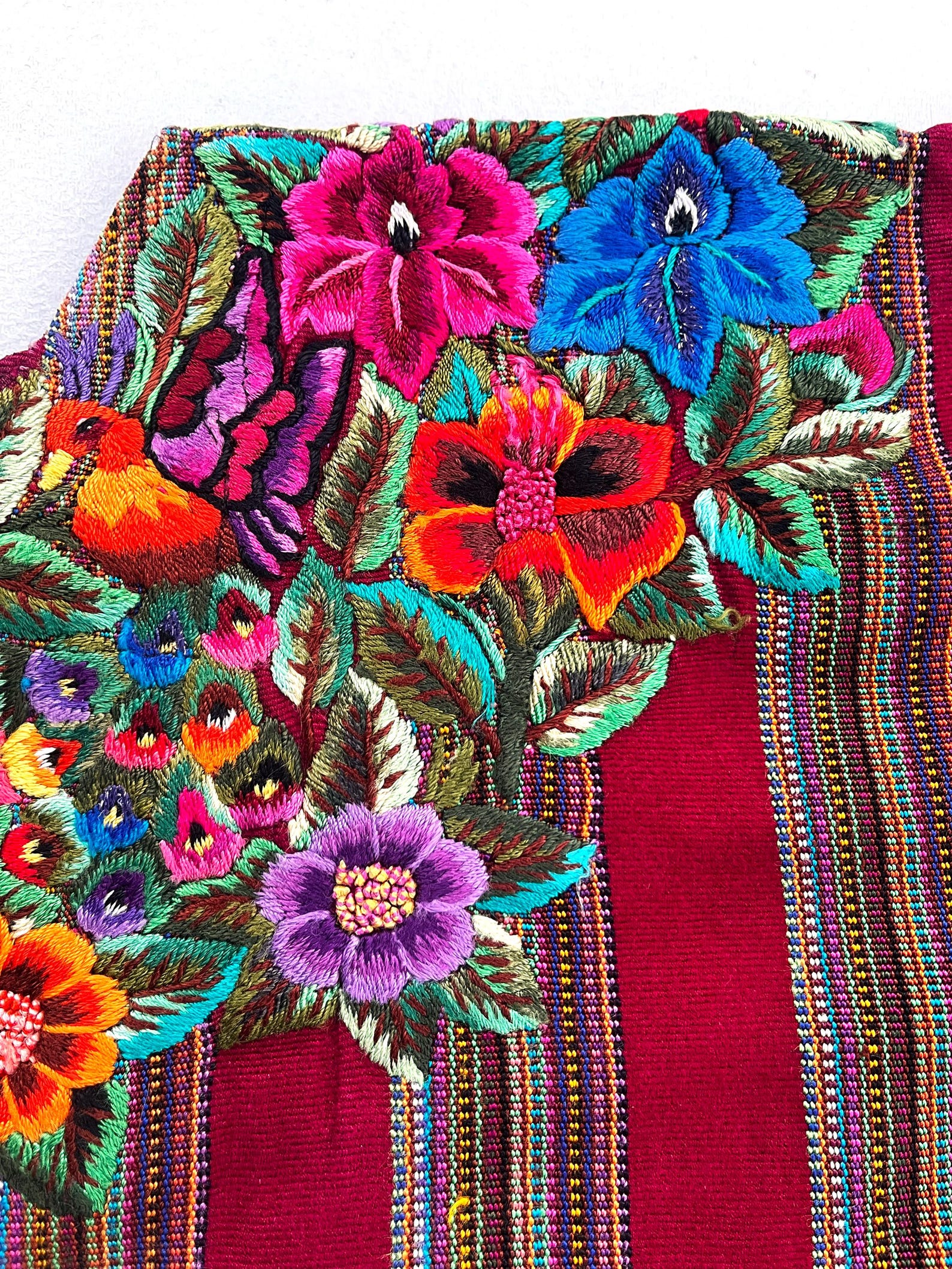 Vintage Huipil With Floral Design, Hand Embroidered on Hand Woven ...