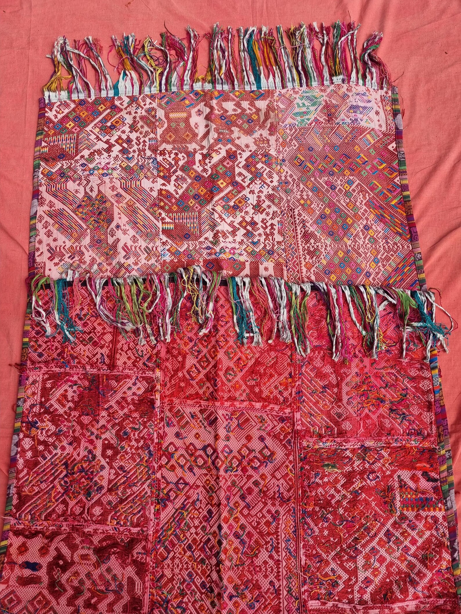 Nauhalá Region, Guatemala Red Hand Embroidered Tapestry, Wall Hanging ...