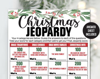 Christmas Jeopardy Game Holiday Jeopardy Christmas Trivia Holiday ...