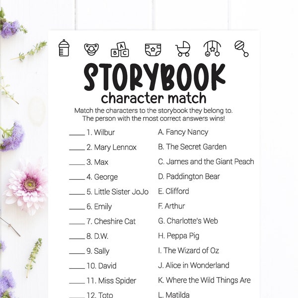 Printable Storybook Character Game - Etsy