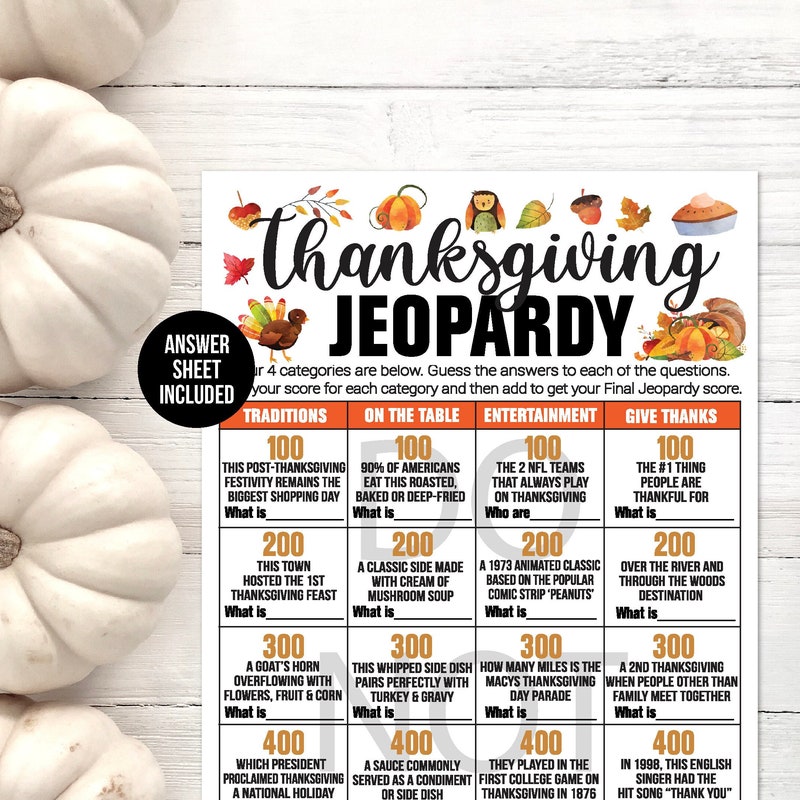 Thanksgiving Jeopardy - Etsy