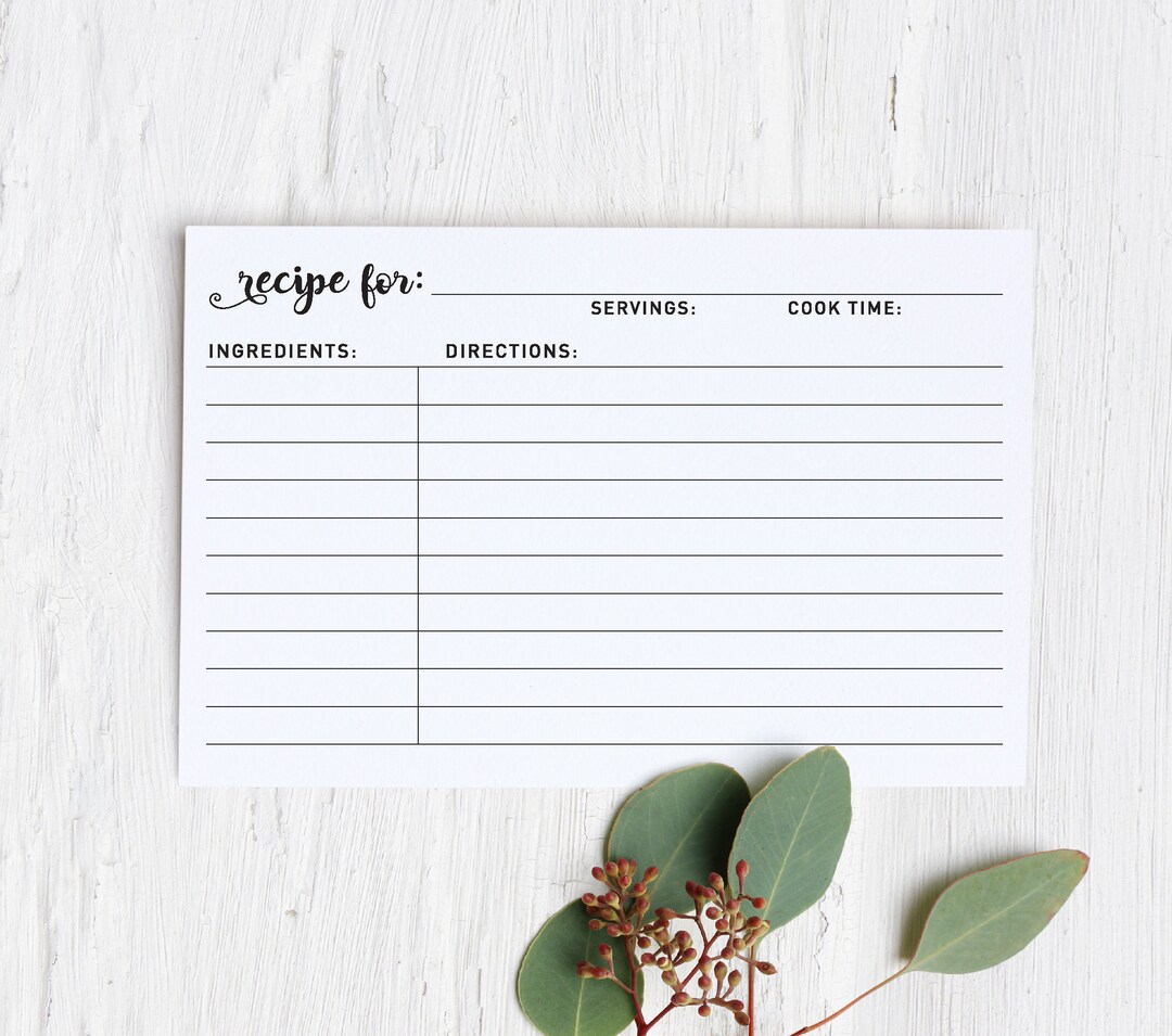 Recipe Cards & Tabs / Printable Recipe Cards and Tabs / 4 X 6 Recipe ...
