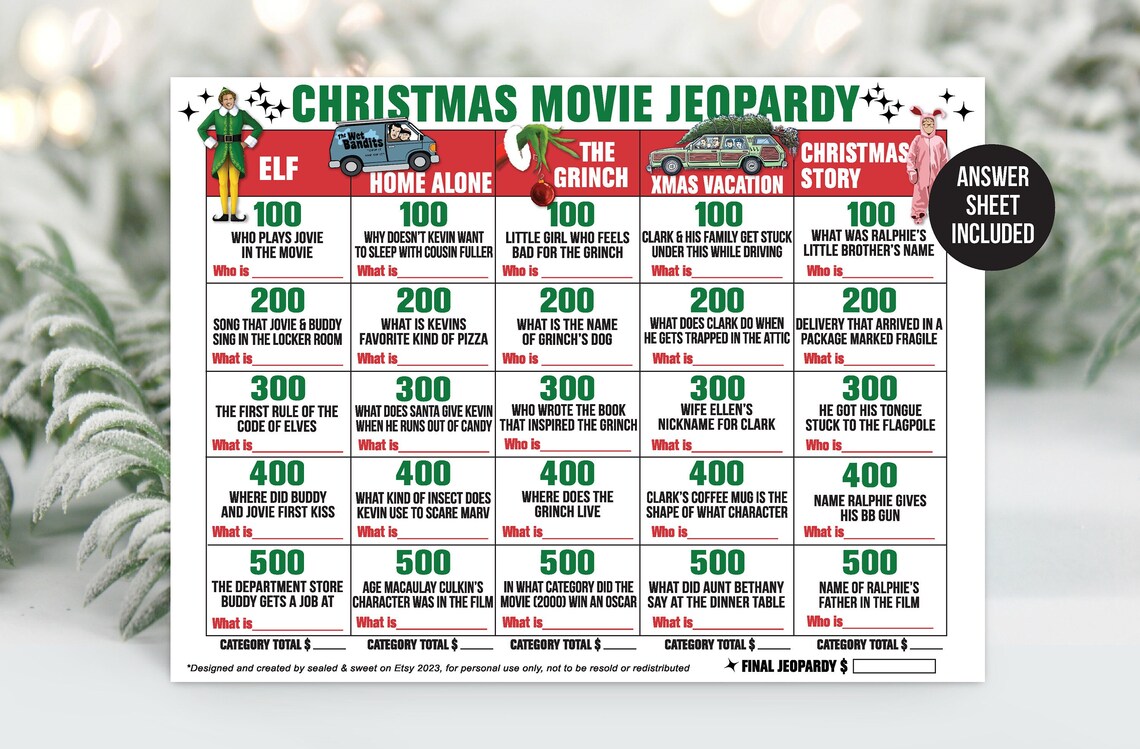 Christmas Movie Jeopardy / Christmas Jeopardy / Christmas Movie Trivia ...