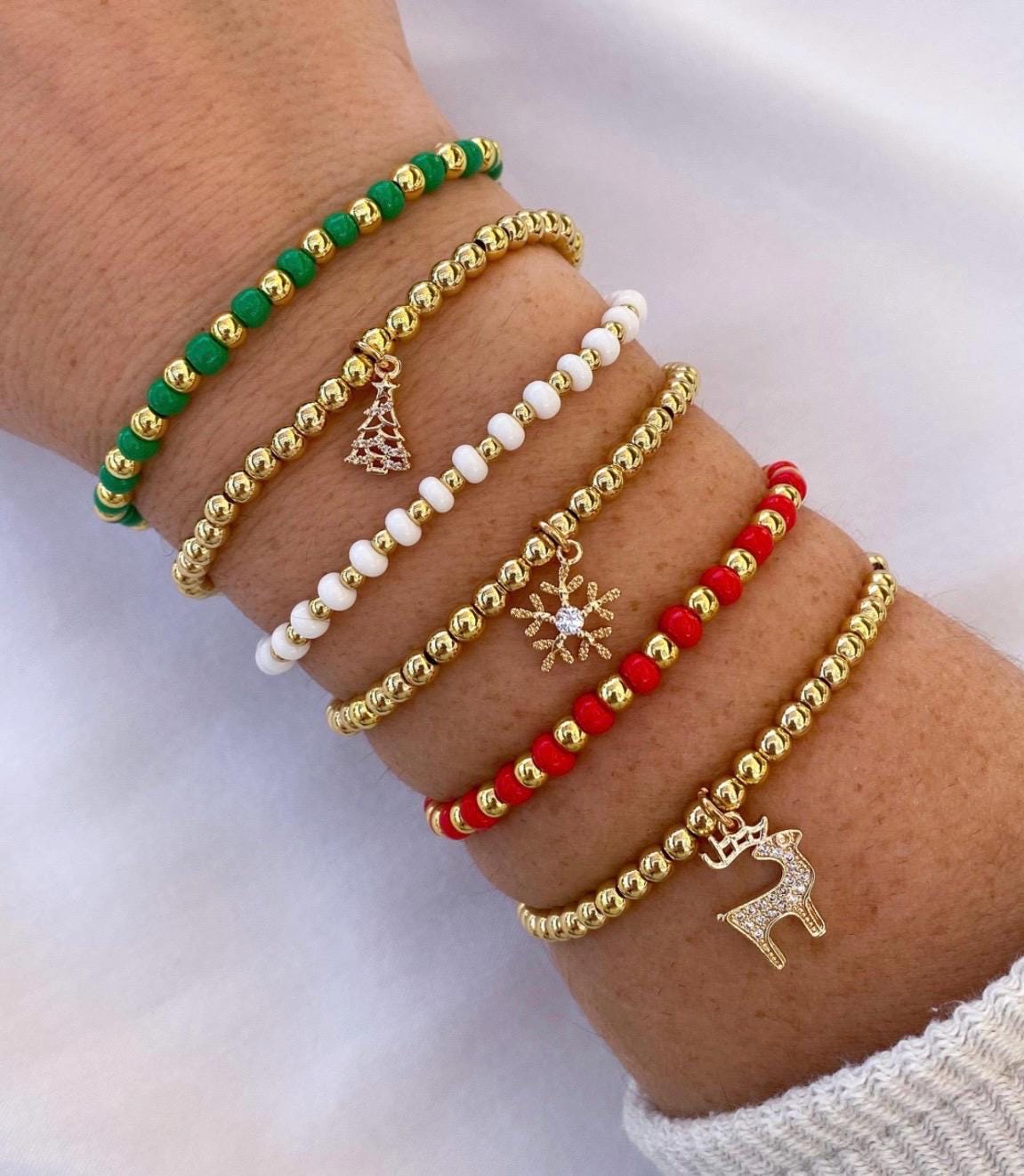 Gold Christmas Bracelets Christmas Charm Bracelets Holiday Bracelets ...