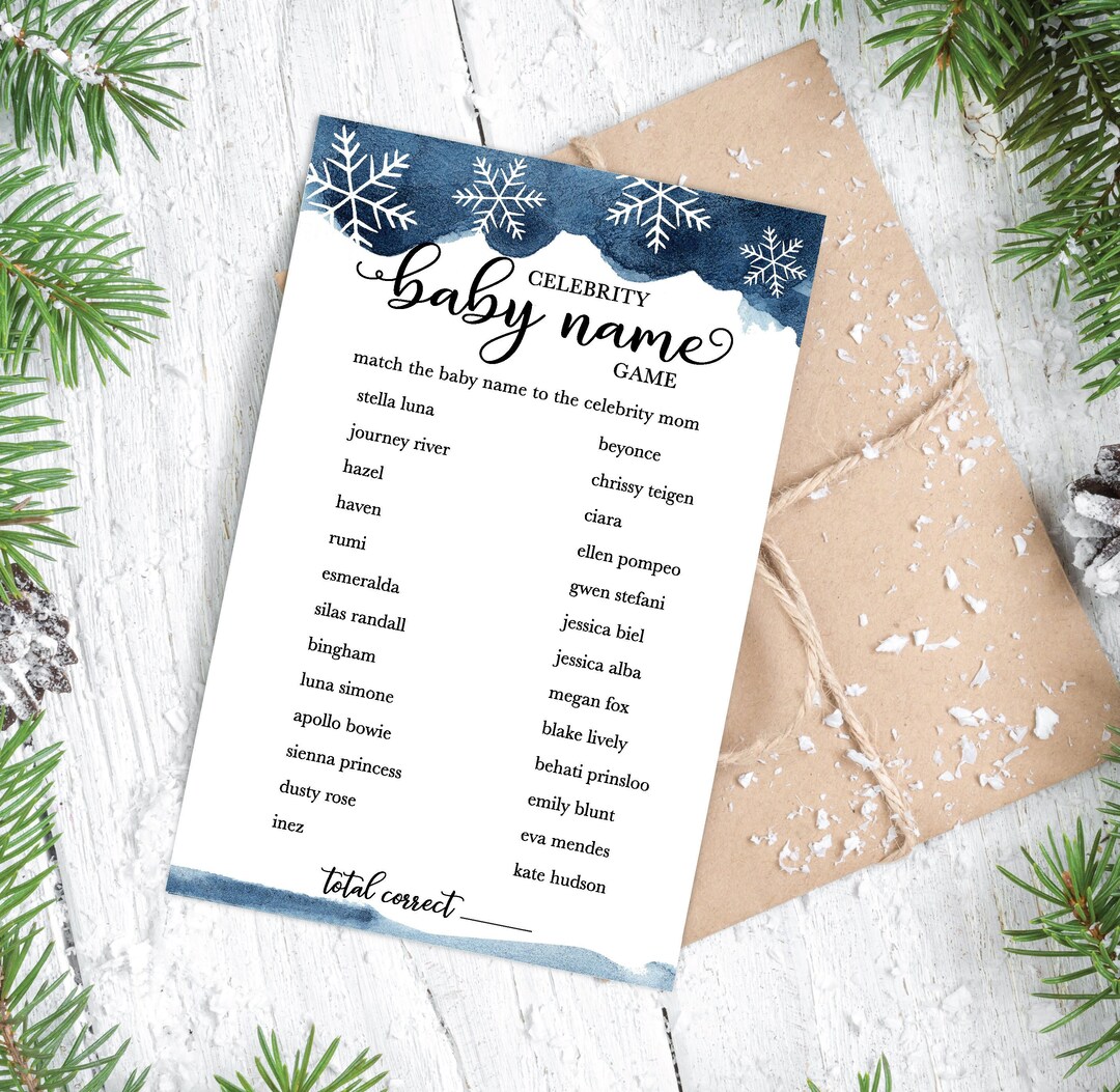 Instant Download Celebrity Baby Name Game / Winter Baby Shower / Baby ...