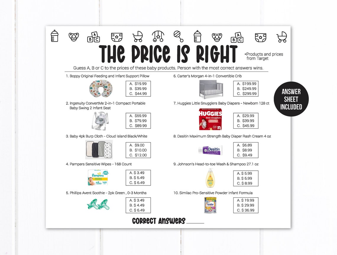 Price is Right Game / Guess the Prices to Baby Items / Baby Price is ...
