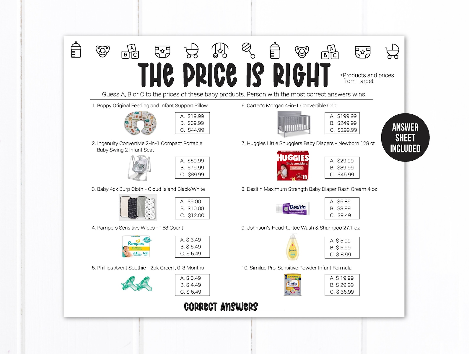 Price is Right Game / Guess the Prices to Baby Items / Baby Price is ...