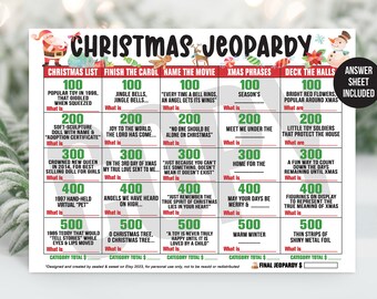 Christmas Holiday Jeopardy Family Trivia Office Party Game - Etsy