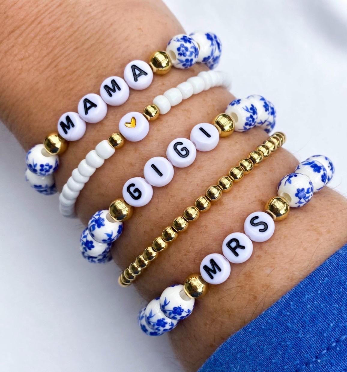 Blue Porcelain Bracelet Blue Floral Bracelet Southern Bell Bracelet ...