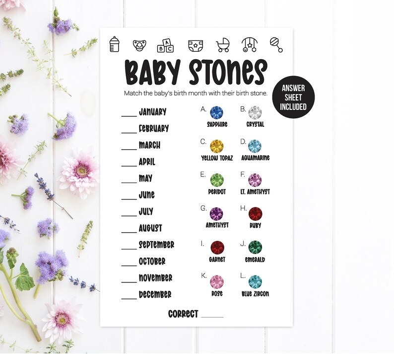 Baby Birth Stone Game Baby Shower Game Baby Shower Games Which ...