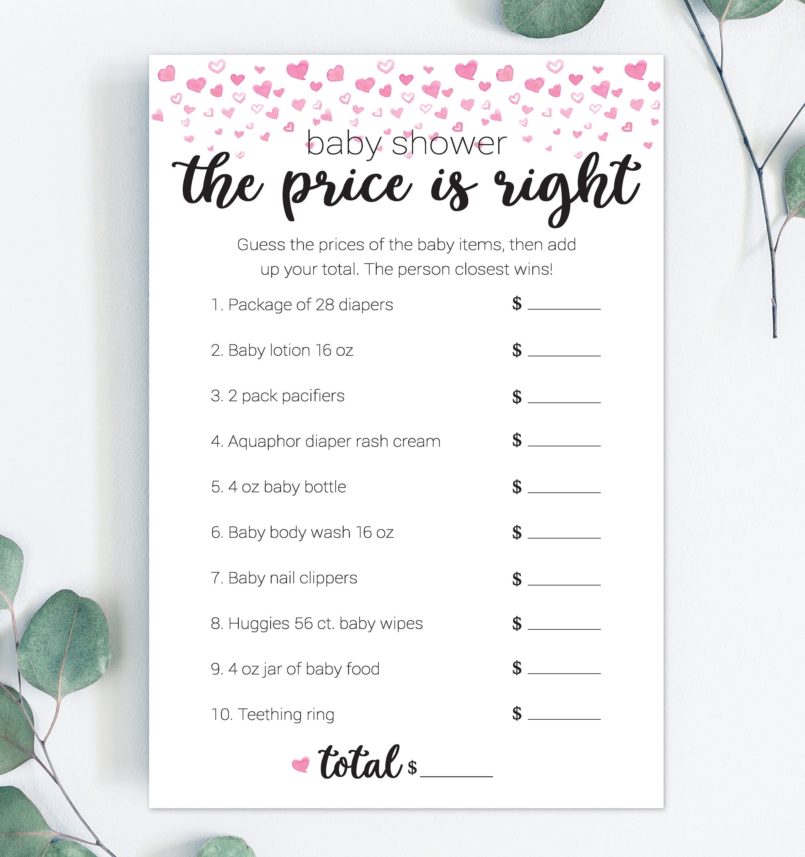 The Price is Right Game / Baby Shower the Price is Right / Baby Shower ...