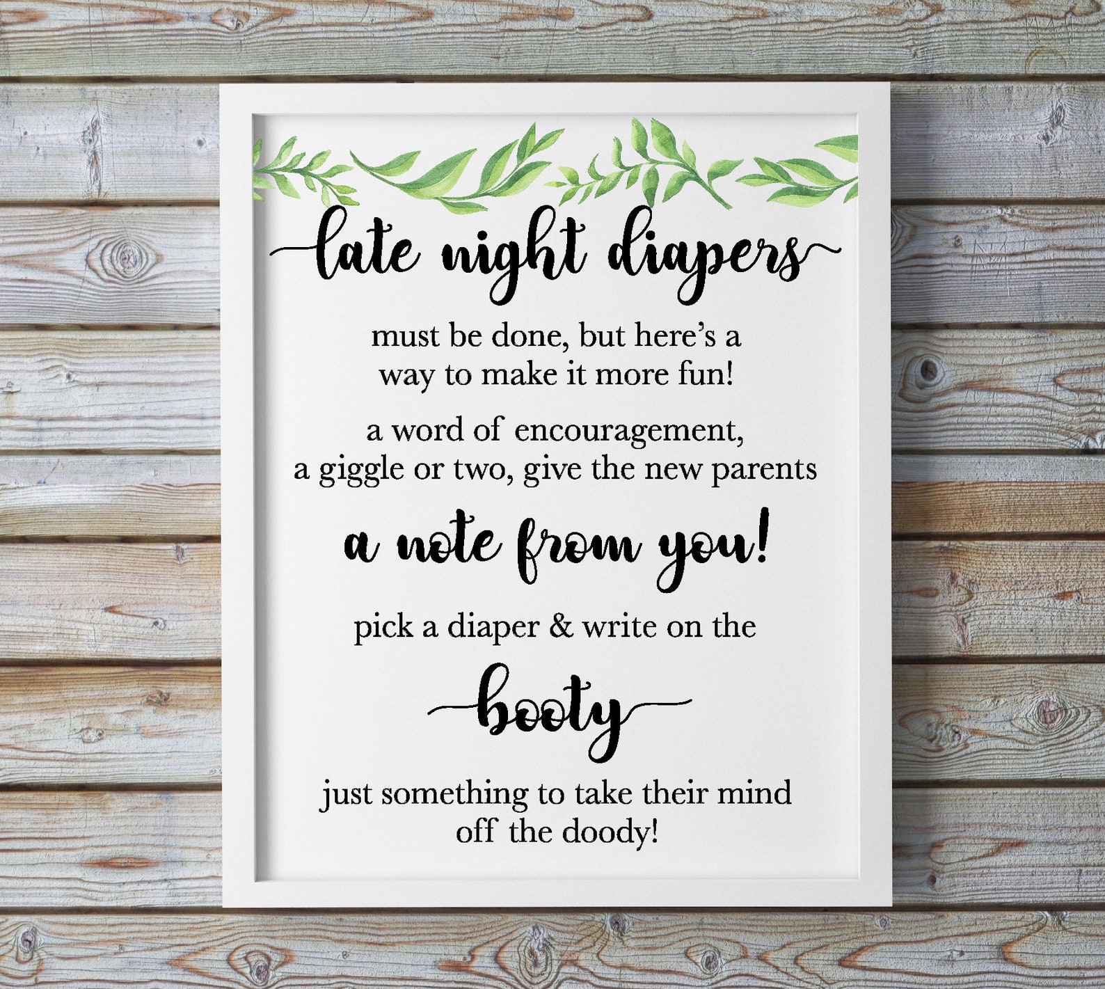 Late Night Diapers Baby Shower Sign / Diaper Thoughts Game / - Etsy
