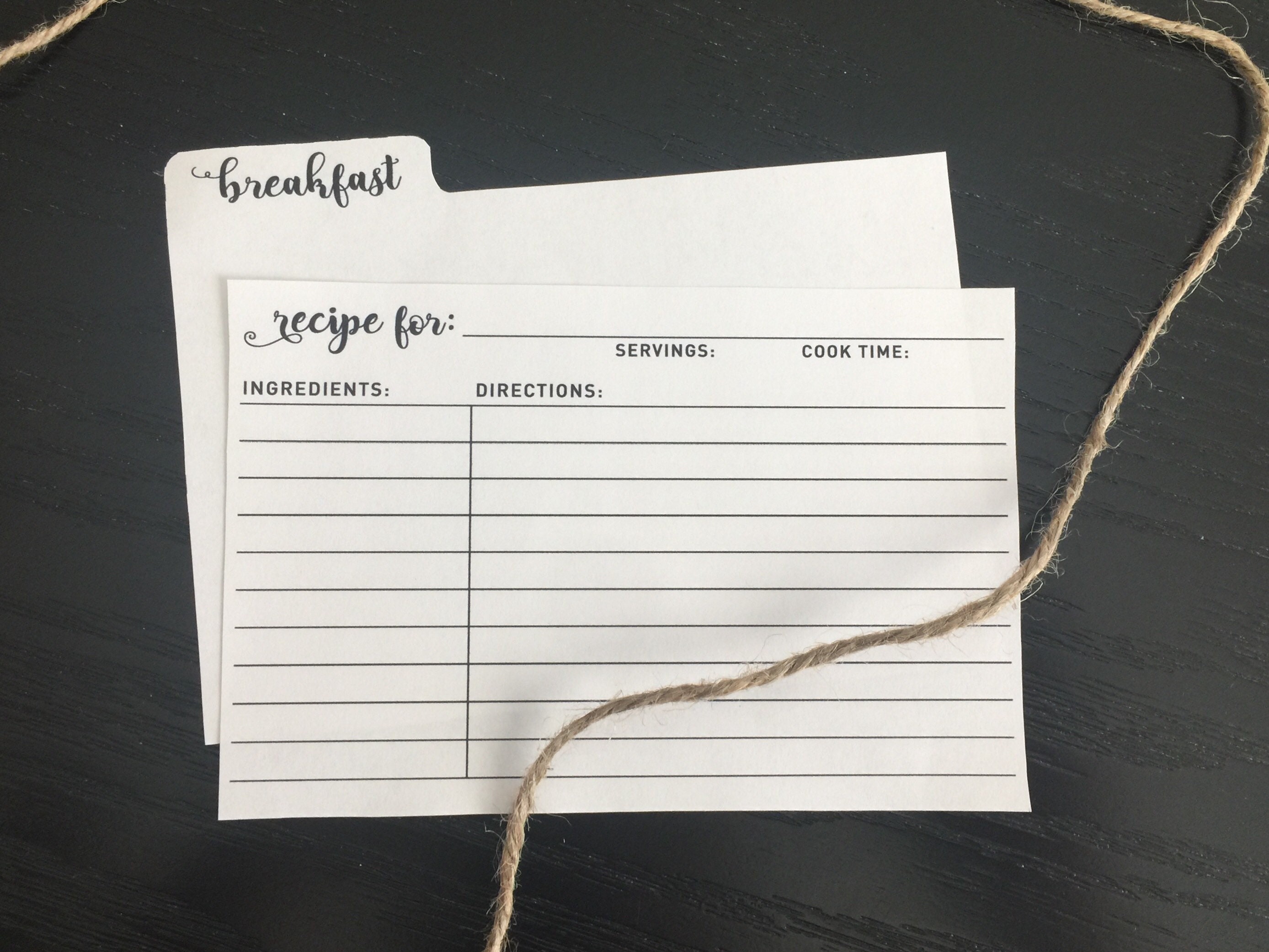 Recipe Cards & Tabs / Printable Recipe Cards and Tabs / 4 x 6 | Etsy