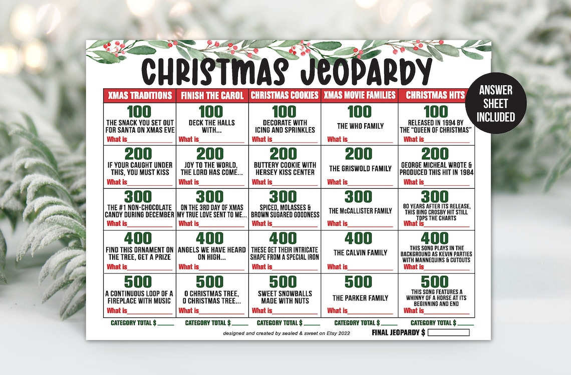 Christmas Jeopardy Game Holiday Jeopardy Christmas Trivia - Etsy