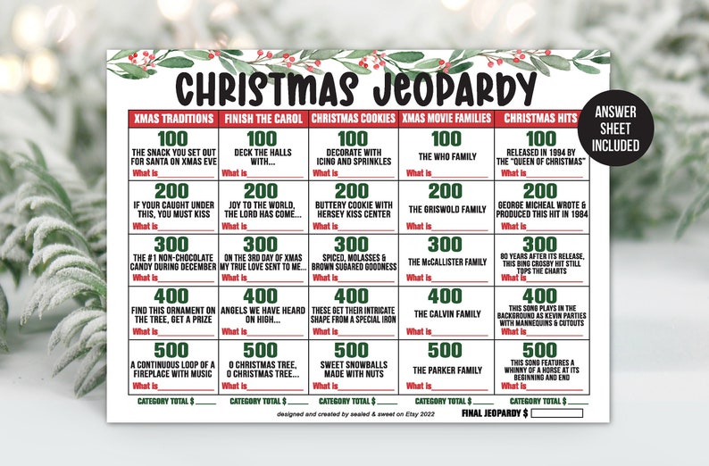 Christmas Jeopardy Game Holiday Jeopardy Christmas Trivia - Etsy