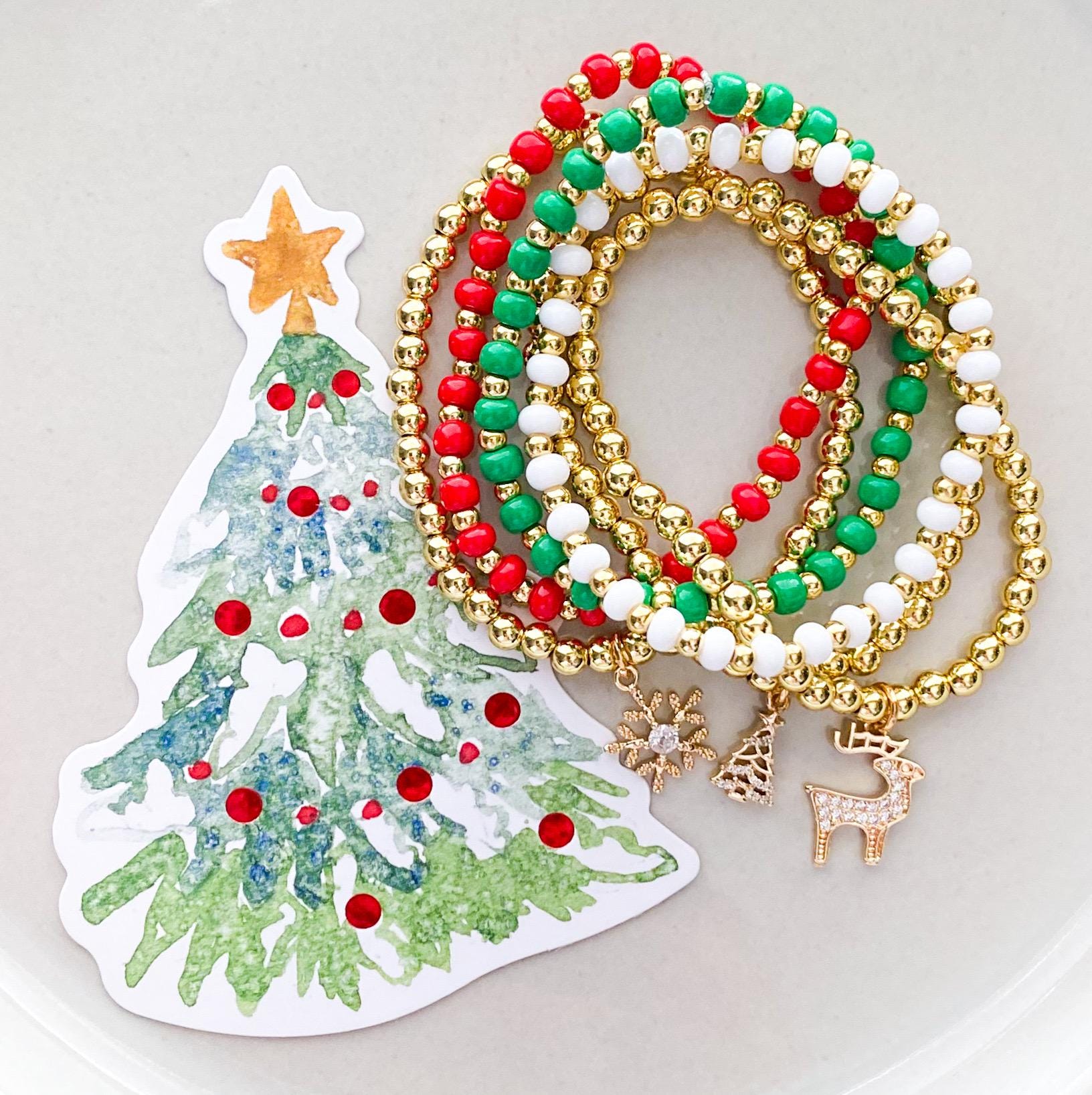 Gold Christmas Bracelets Christmas Charm Bracelets Holiday Bracelets ...