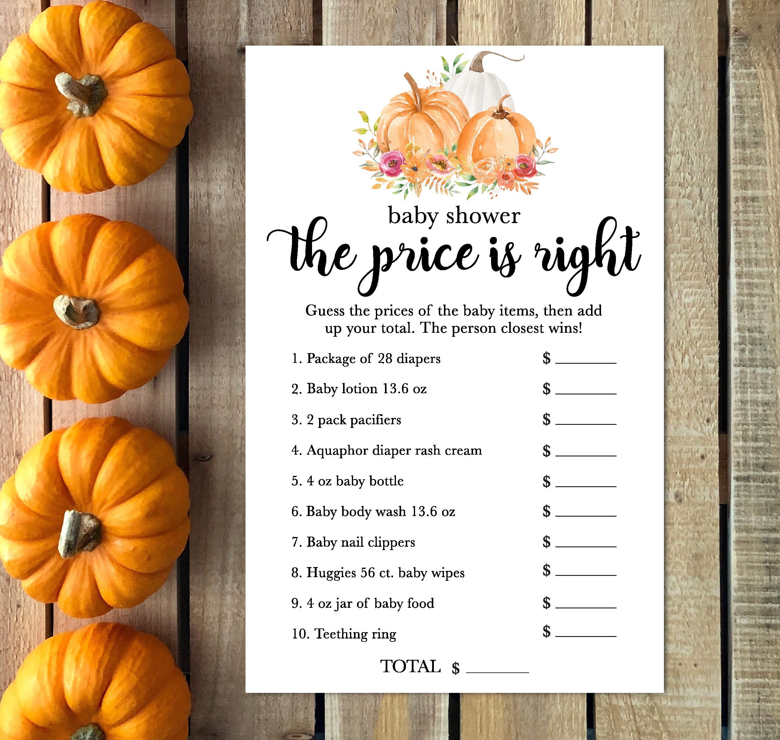 The Price is Right Game / Baby Shower the Price is Right / Baby Shower ...