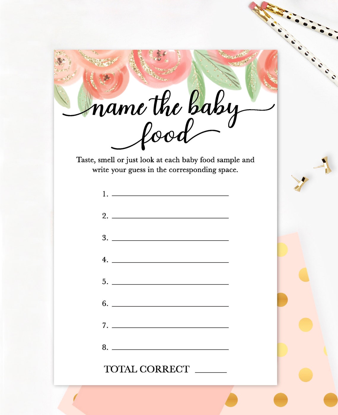 Instant Download Name the Baby Food / Baby Shower Games / Blush Pink ...