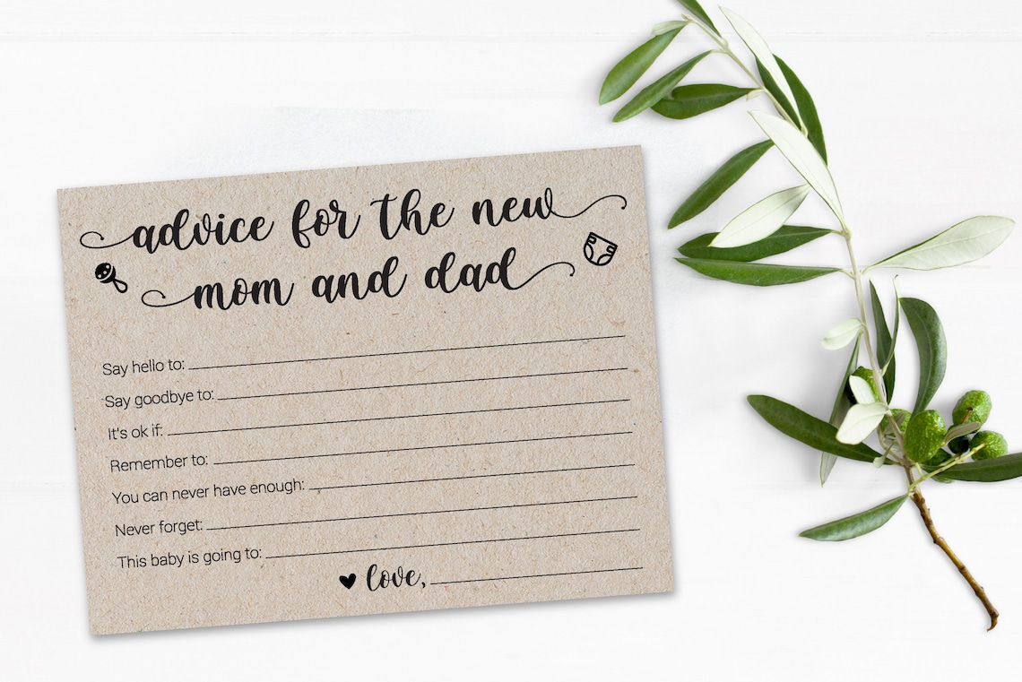 Advice Card for Mom and Dad / Instant Download / Kraft Baby Shower ...