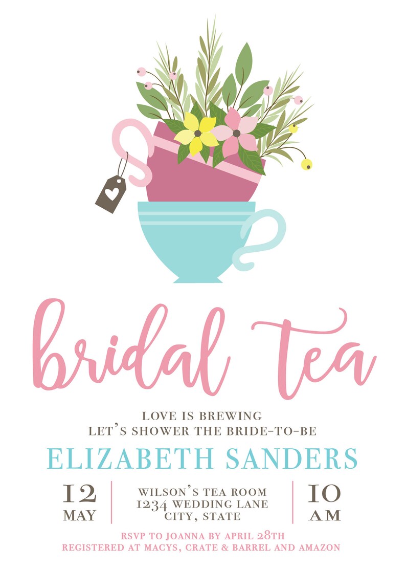 Bridal Tea Party Invitations Bridal Shower Invitations Etsy