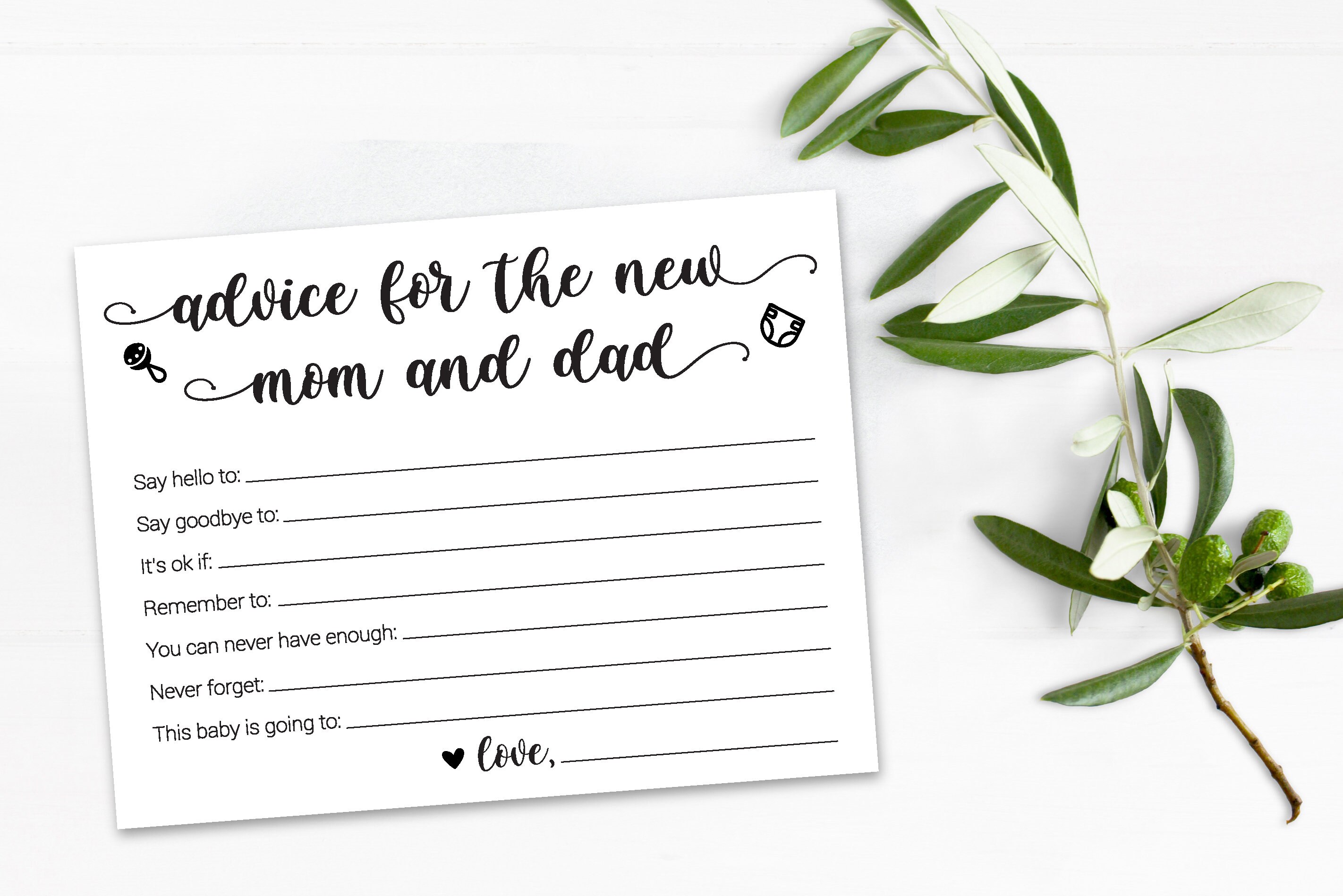 Advice Card for Mom and Dad / Instant Download / Kraft Baby Shower ...