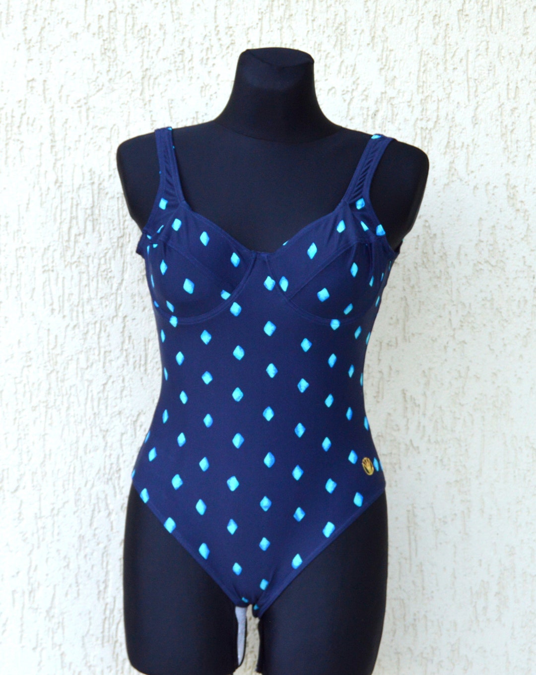 Vintage Triumph Swimsuit One Piece Bathing Suit Retro Swimwear Blue ...