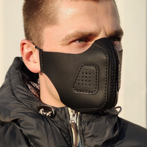 Leather Face Mask With Filter Pockets Handmade Designer | Etsy
