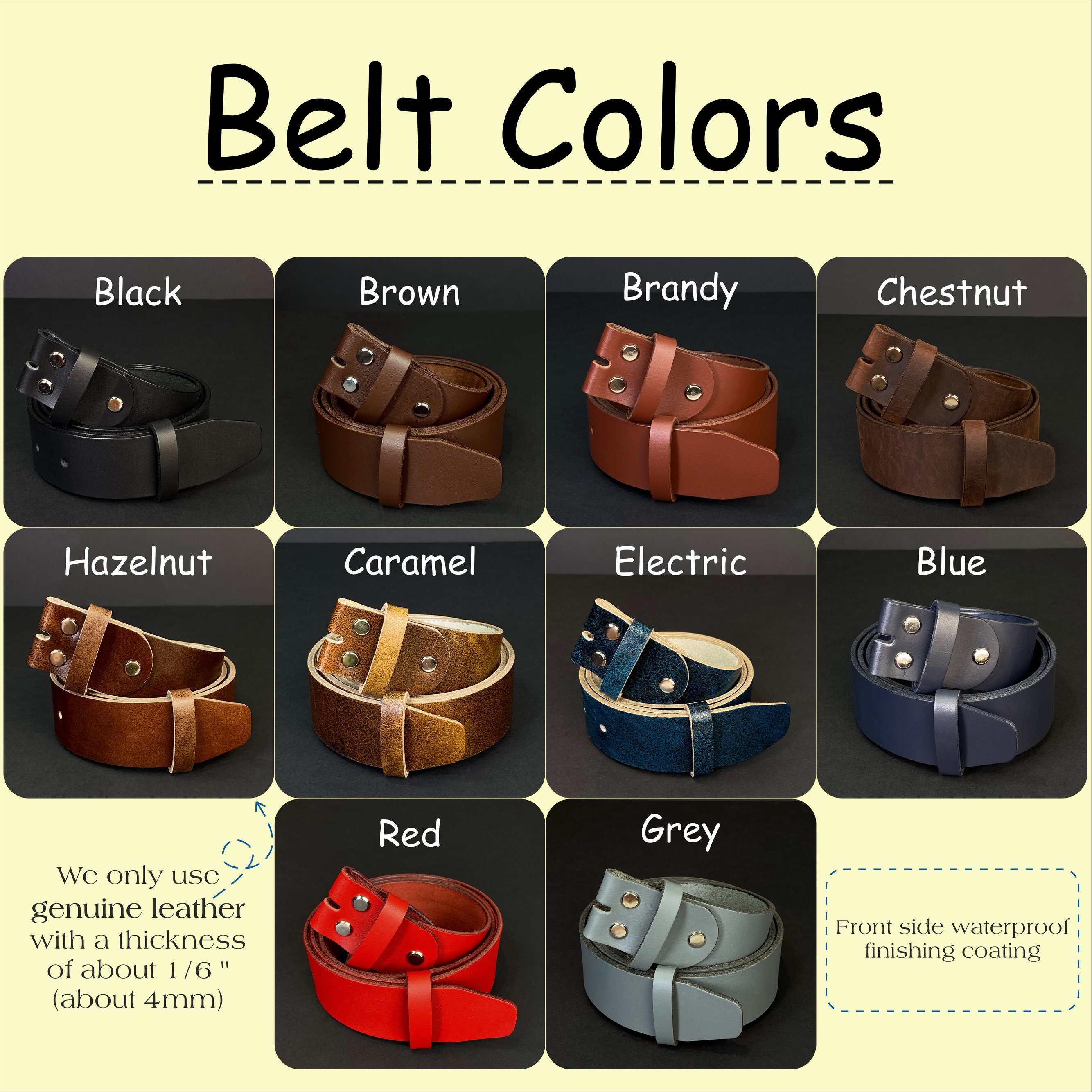 Personalized Leather Belt Without Buckle Replacement Strip | Etsy