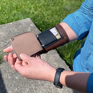 Personalized Leather Wrist Wallet, Leather Bracelet With Card Holder ...