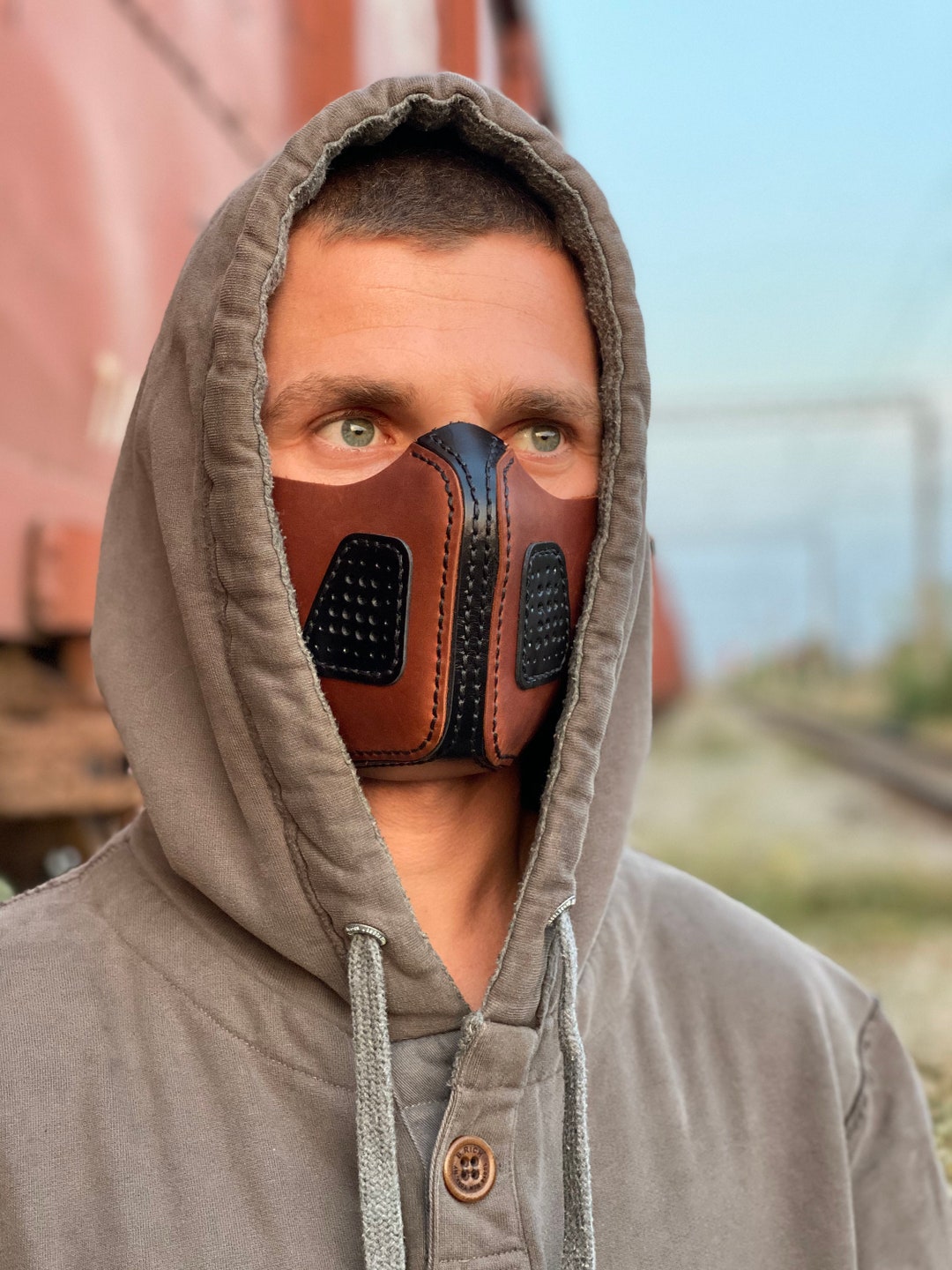 Leather Face Mask With Filter Pockets Handmade Designer Fashion Face ...