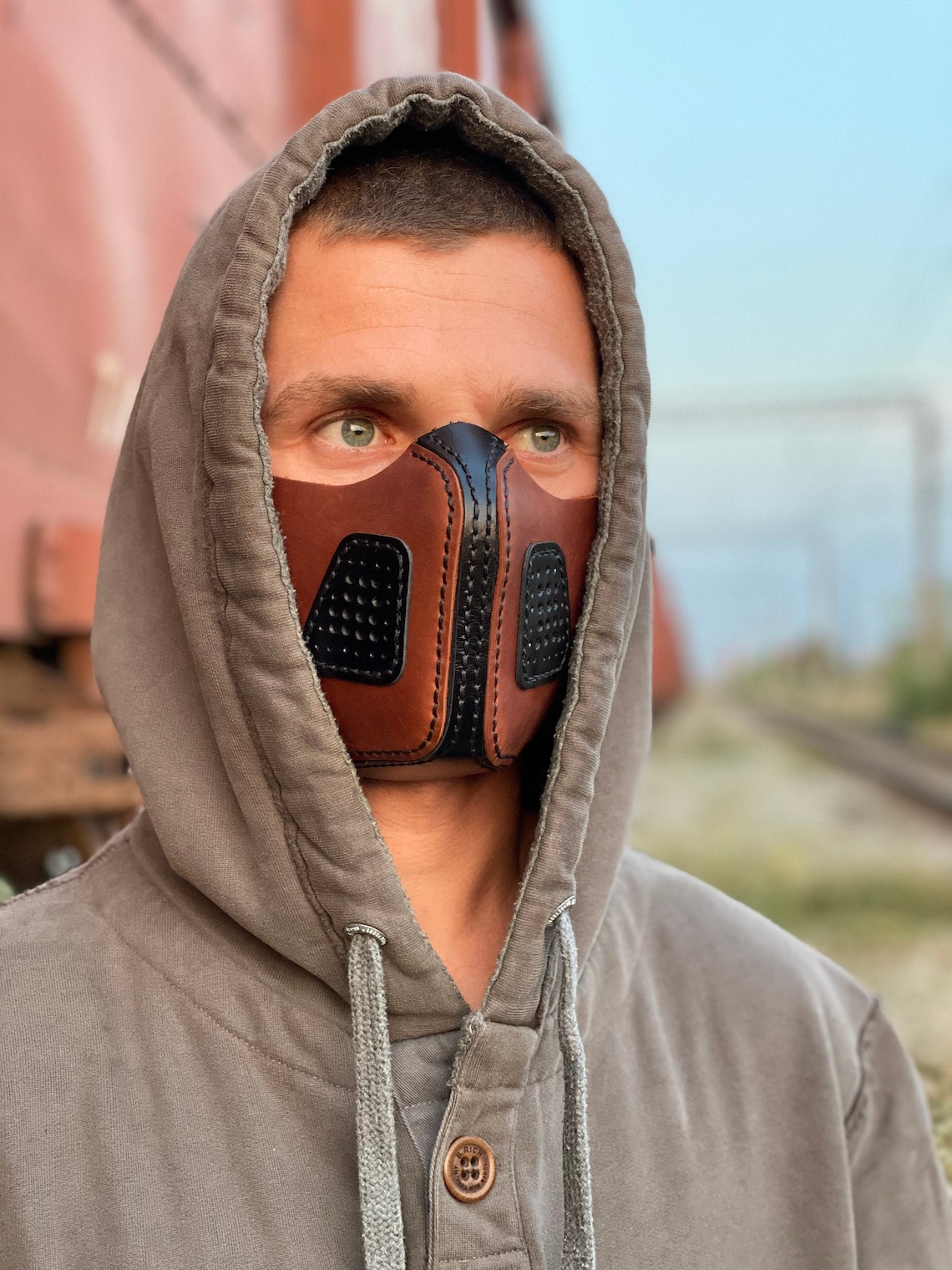 Leather Face Mask With Filter Pockets Handmade Designer Fashion Face ...