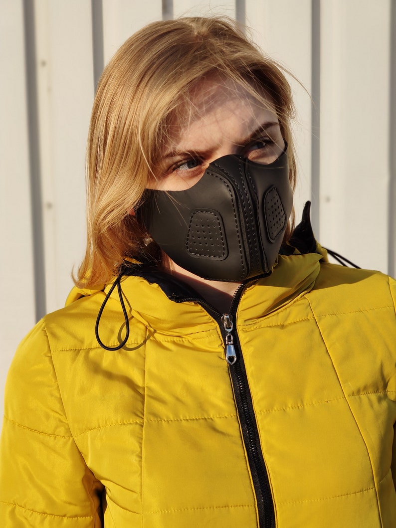 Leather Face Mask With Filter Pockets Handmade Designer - Etsy