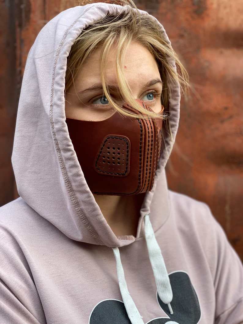 Leather Face Mask With Filter Pockets Handmade Designer | Etsy