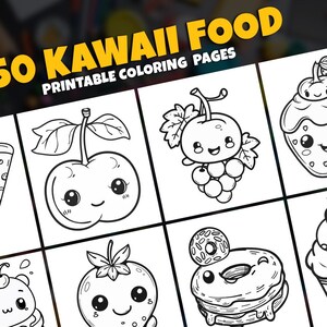 50 Kawaii Foods Printable Coloring Pages (PDF) for Kids, Toddlers ...