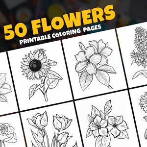 50 Flowers Printable Coloring Pages (PDF) for Kids, Toddlers ...