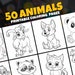 50 Cute Animal Printable Coloring Pages (PDF) for Kids, Toddlers ...