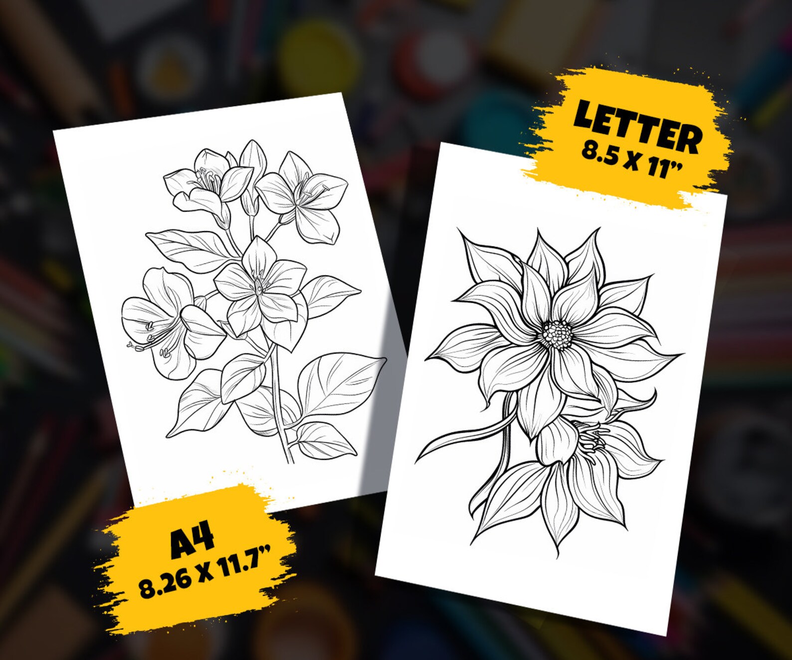 50 Flowers Printable Coloring Pages (PDF) for Kids, Toddlers ...