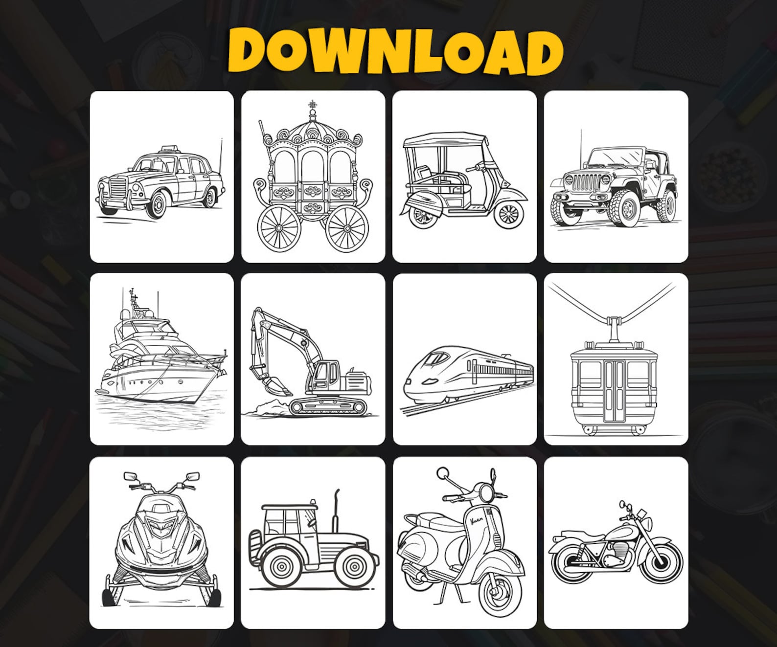 42 Transport Vehicles Printable Coloring Pages (PDF) for Kids, Toddlers ...
