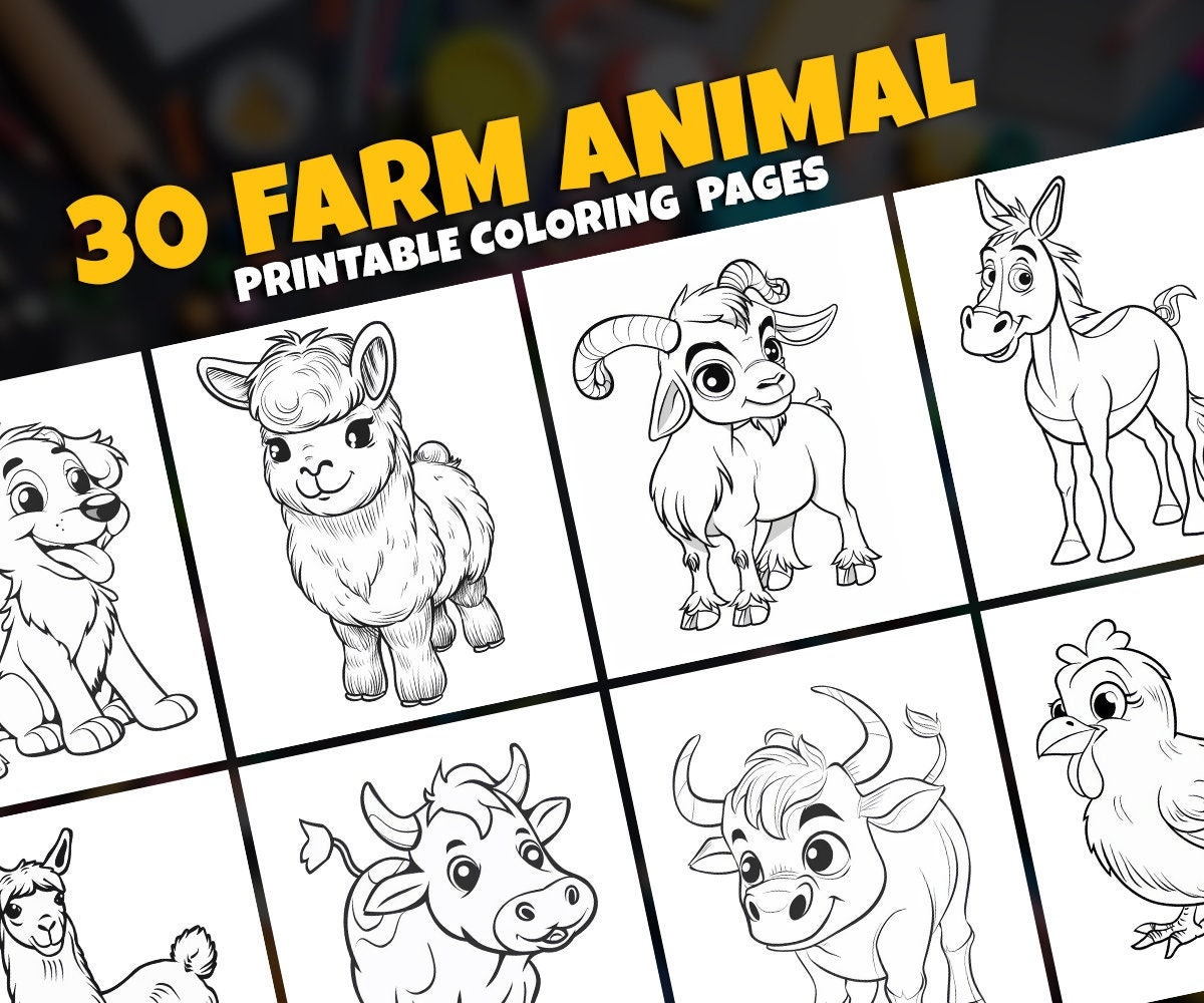 30 Farm Animals Printable Coloring Pages (PDF) for Kids, Toddlers ...