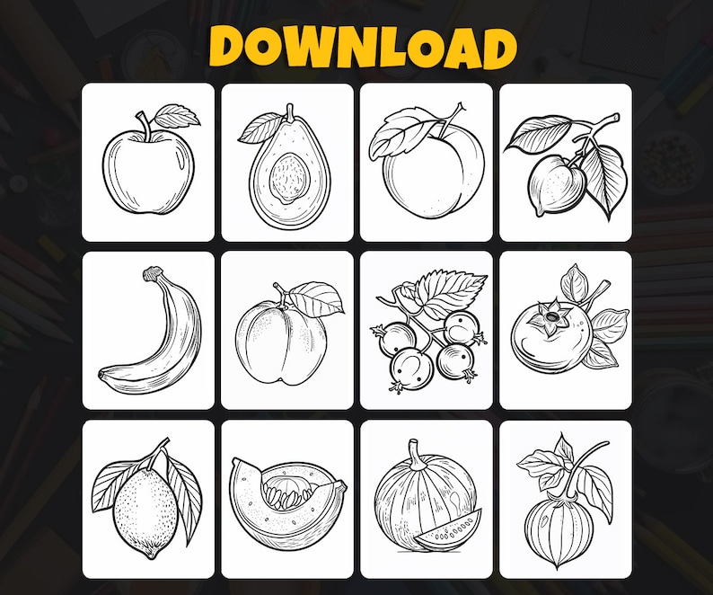 50 Fruits Printable Coloring Pages (PDF) for Kids, Toddlers ...