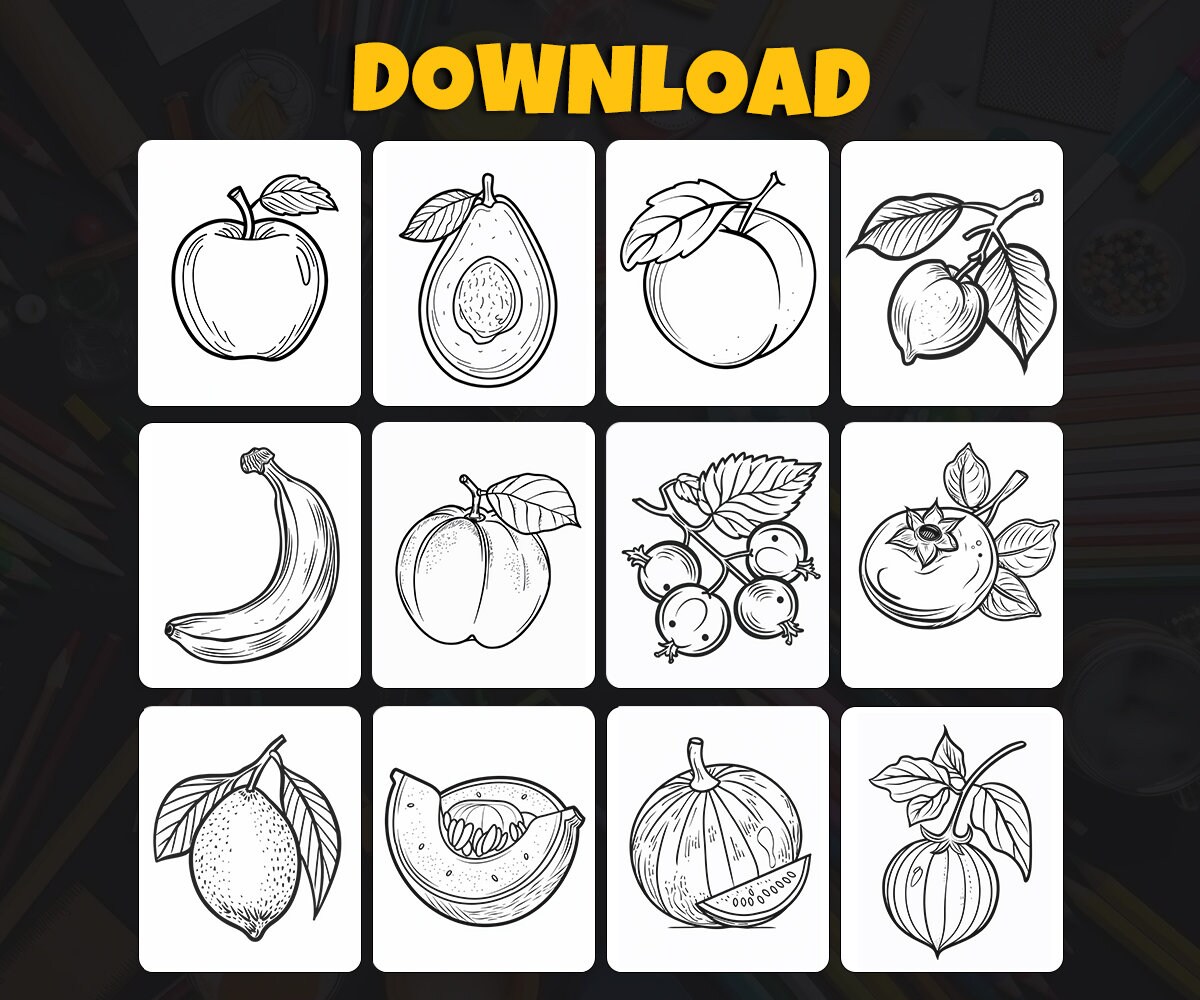 50 Fruits Printable Coloring Pages (PDF) for Kids, Toddlers ...