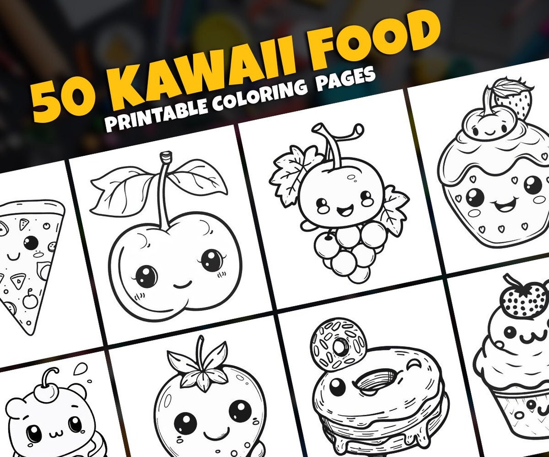 50 Kawaii Foods Printable Coloring Pages (PDF) for Kids, Toddlers ...
