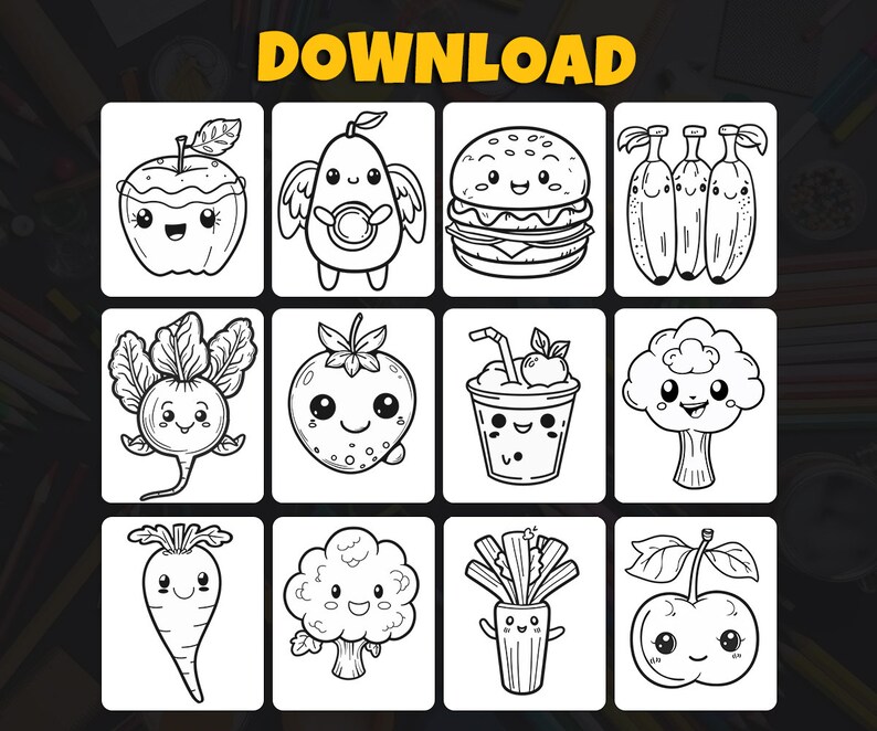 50 Kawaii Foods Printable Coloring Pages (PDF) for Kids, Toddlers ...